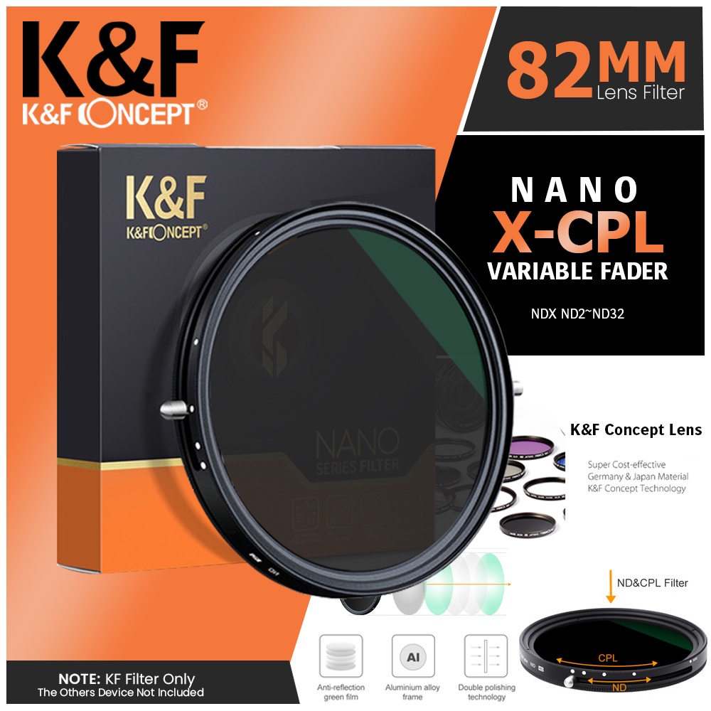 Jual KNF Concept 82mm Lens Filter Nano-X Variable Fader ND2-32 + CPL Filter K&F Concept ...