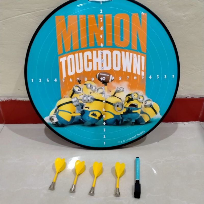 Jual Mainan anak papan target tembak panah/ dart board minion touchdown ...