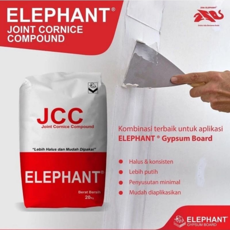 Jual Tepung Gypsum JCC Elephant 20 Kg / zak | Shopee Indonesia