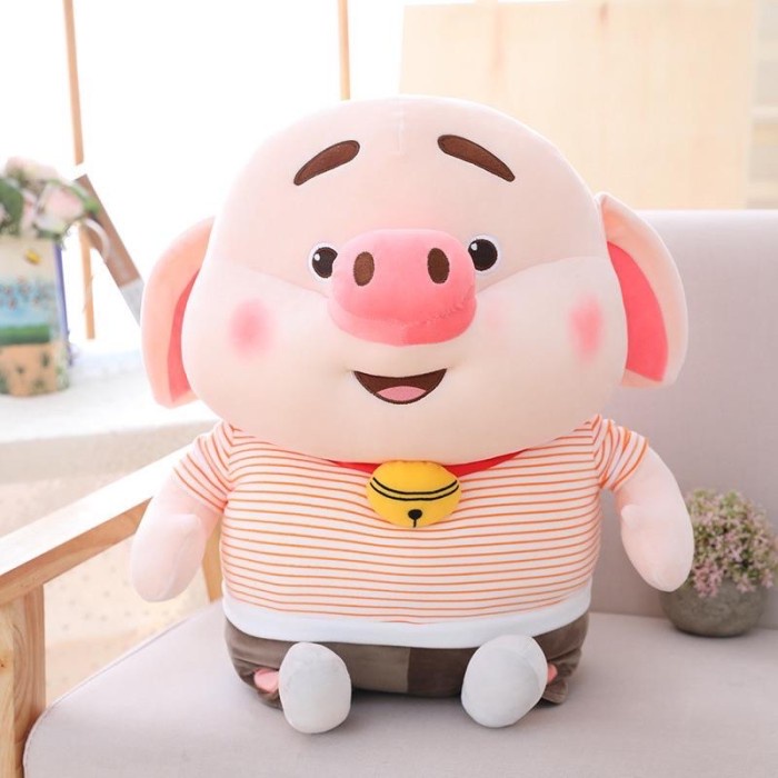 Jual **DISKONBESAR** BONEKA PIG ZHU XIAO PI BAJU GARIS 40CM | Shopee ...