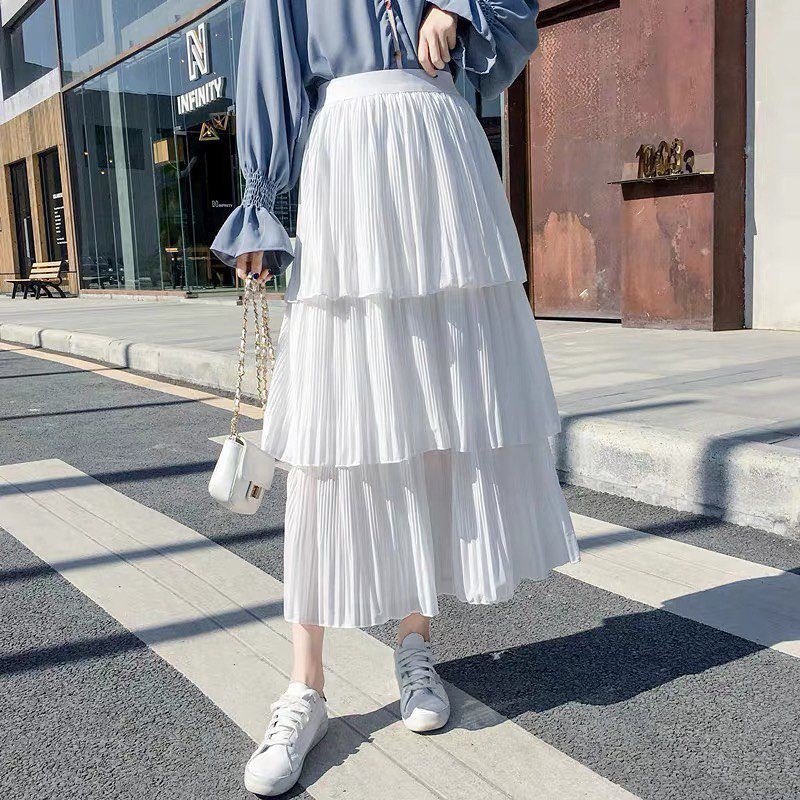 Jual Rok Wanita Pleated Plisket Ruffle Panjang Susun 3 layer Voxy Tebal ...