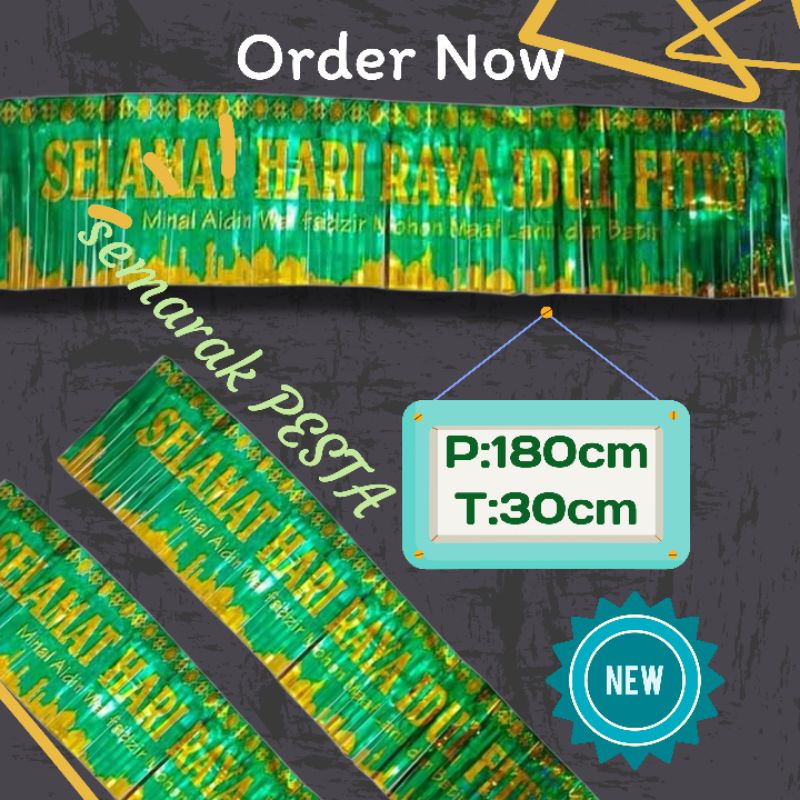 Jual banner rumbai metalik selamat idul fitri,banner selamat menunaikan ...