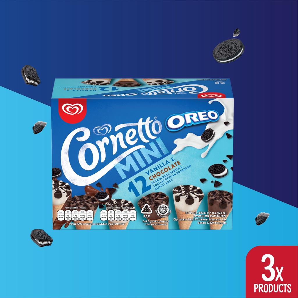 Jual 3 pcs Cornetto Mini Oreo Ice Cream 12 x 28 ml - Es Krim Wall's ... Jual 3 pcs Cornetto Mini Oreo Ice Cream 12 x 28 ml - Es Krim Wall's ...