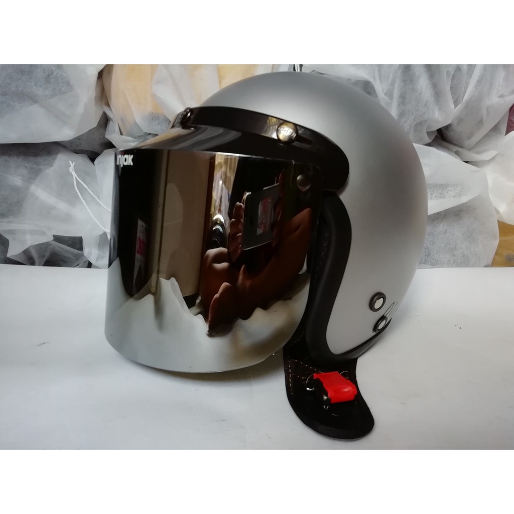 Jual HELM BOGO CLASSIC GREY DOFF KACA DATAR SILVER | Shopee Indonesia