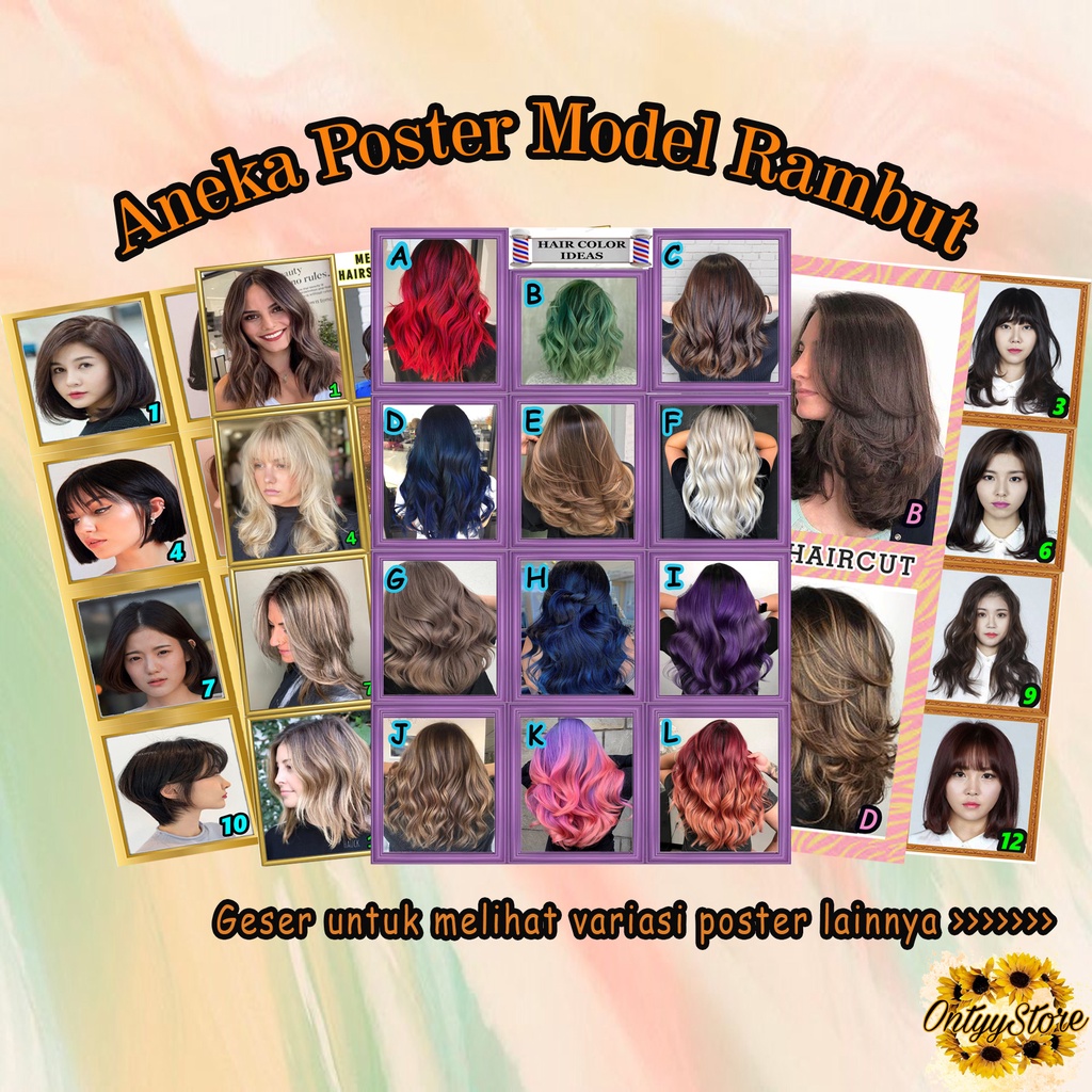 Jual Poster Model Potongan Rambut Cewek Untuk Salon | Shopee Indonesia