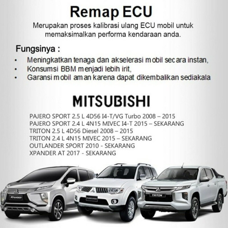 Jual JASA REMAP ECU MITSUBISHI PAJERO SPORT DAKKAR TRITON | Shopee ...