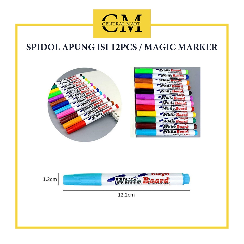 Jual SPIDOL APUNG ISI 12 PCS 12 WARNA / SPIDOL AJAIB / MAGIC MARKER ...