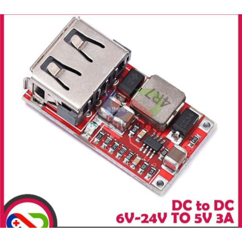 Jual STEP DOWN DC TO DC USB CONVERTER 6V-24V TO 5V 3A MODULE USB ...