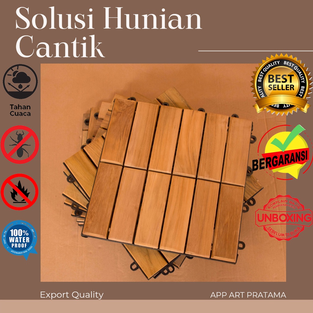 Jual Ubin Kayu Lantai Kayu Decking Tile Kayu Jati Line Sejajar ...