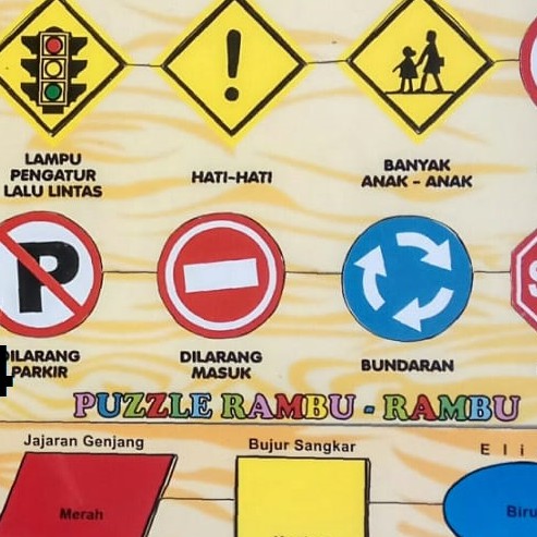 Jual Mainan Edukasi Anak Puzzle Kayu Gambar Rambu Rambu Lalu Lintas ...
