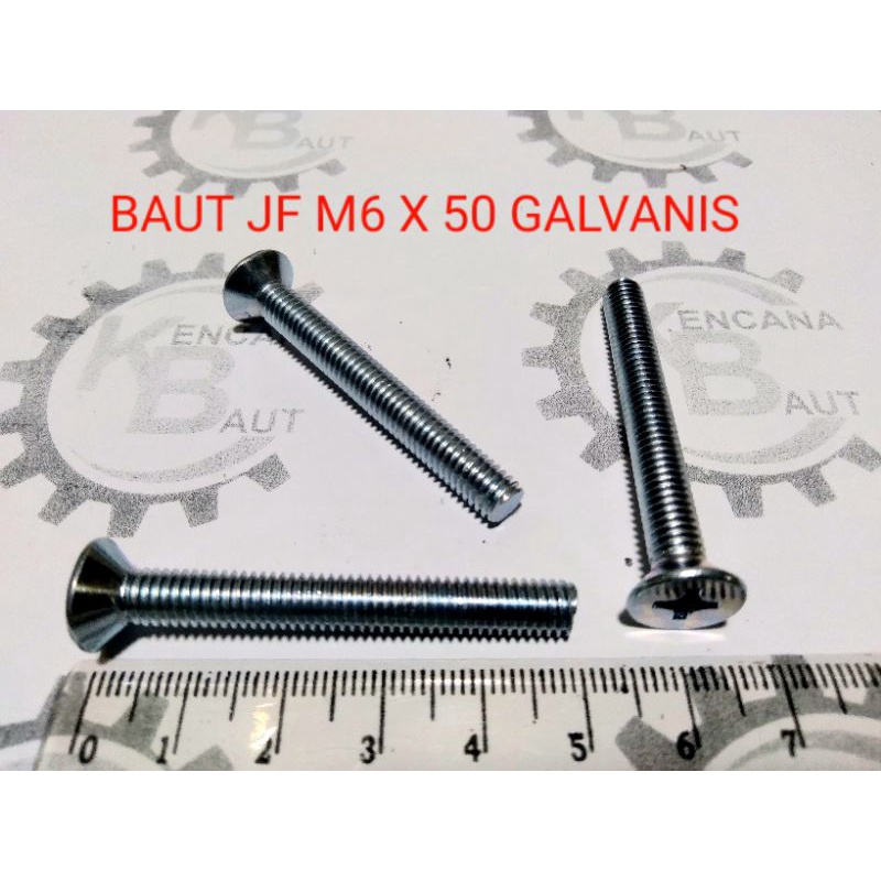 Jual BAUT JF M6 X 50 GALVANIS KUNCI OBENG PLUS PANJANG 5 CM | Shopee Indonesia