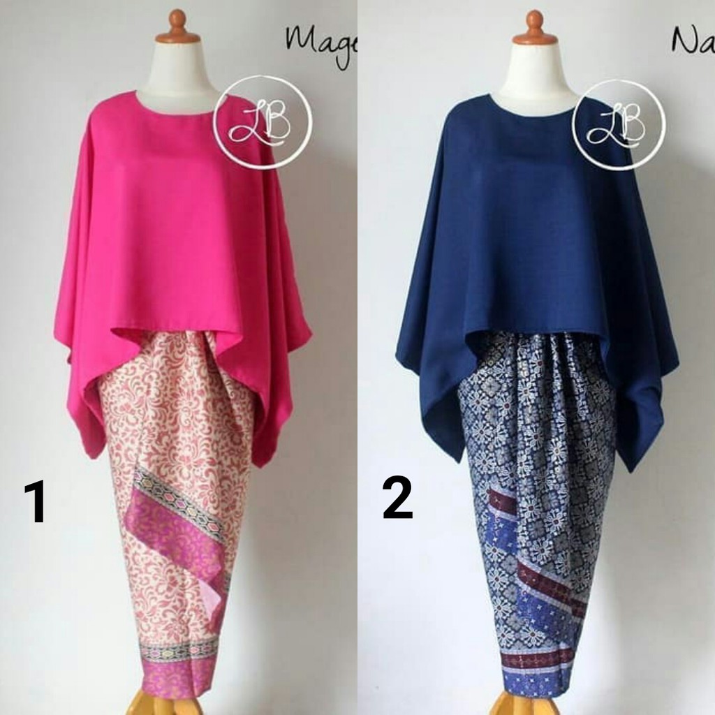 Jual Setelan Kebaya Modern Batwing Set Kebaya Wisuda Kalong JUMBO Aneka ...