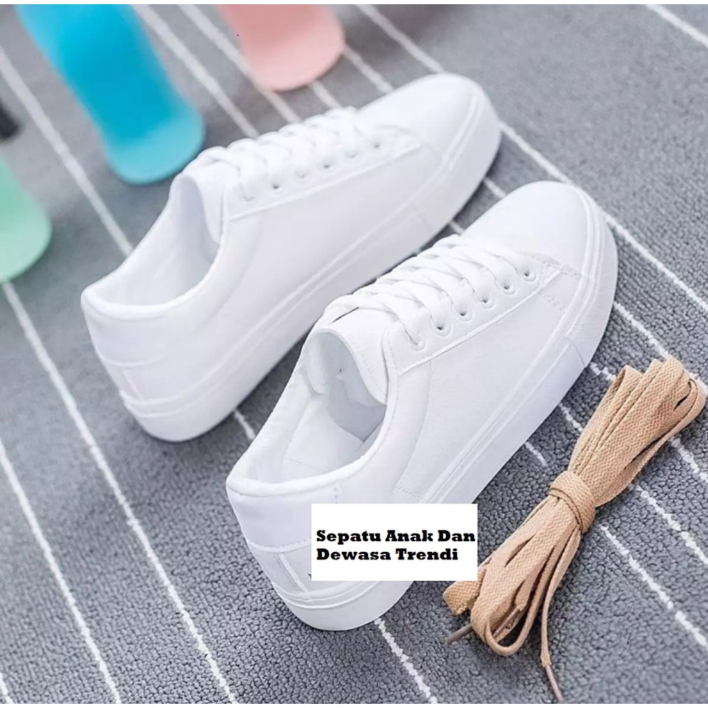 Jual Sepatu Anak Dan Dewasa Trendi Sneaker Simpel Putih Murah | Shopee ...