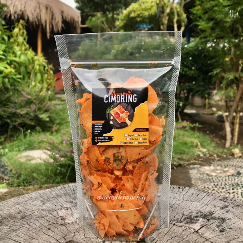 Jual Cemilan Keripik Marimil Cimoring / Cimol Kering / Moring Daun ...