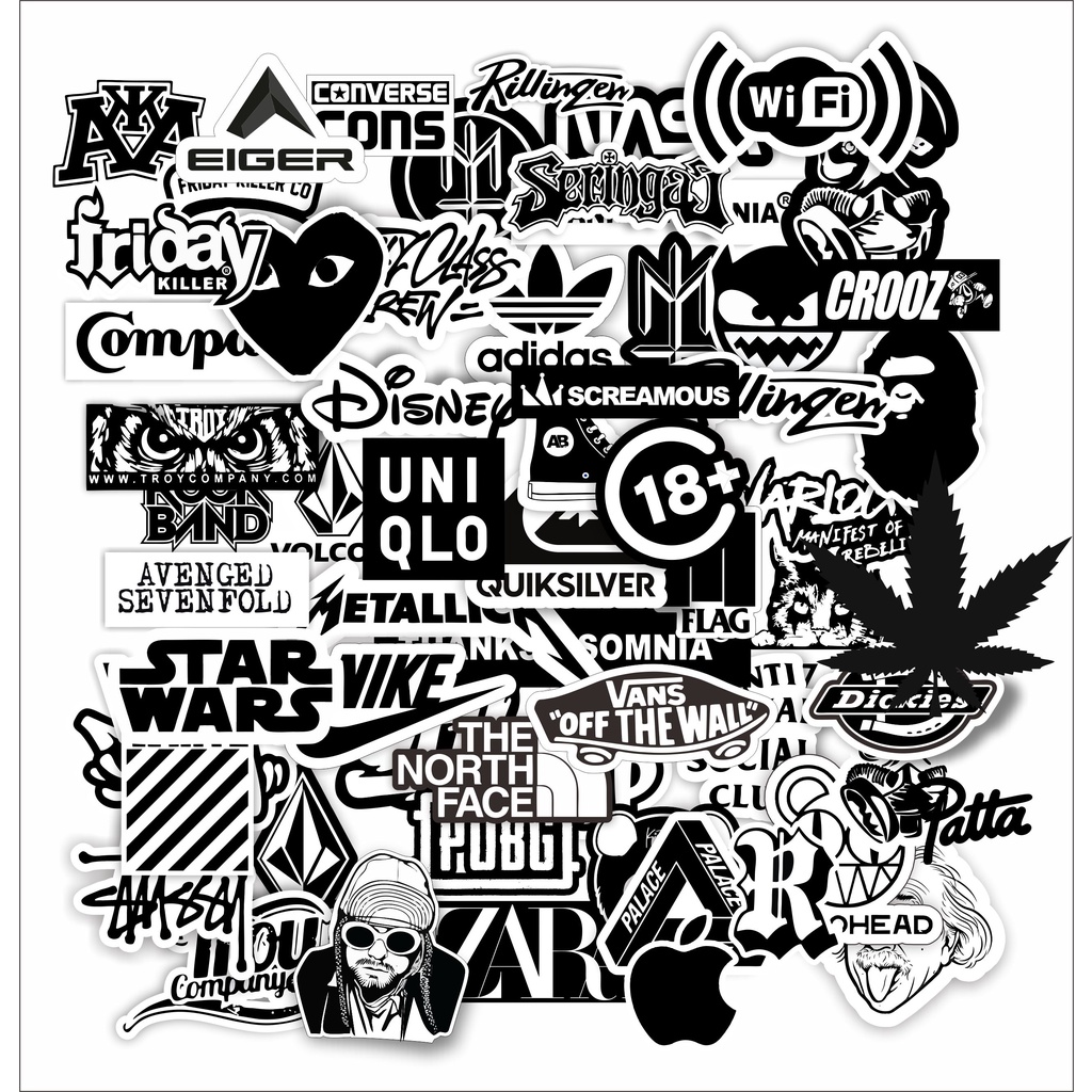 Jual Stiker Sticker Brand Paket 20 pcs distro Graftac black white band ...