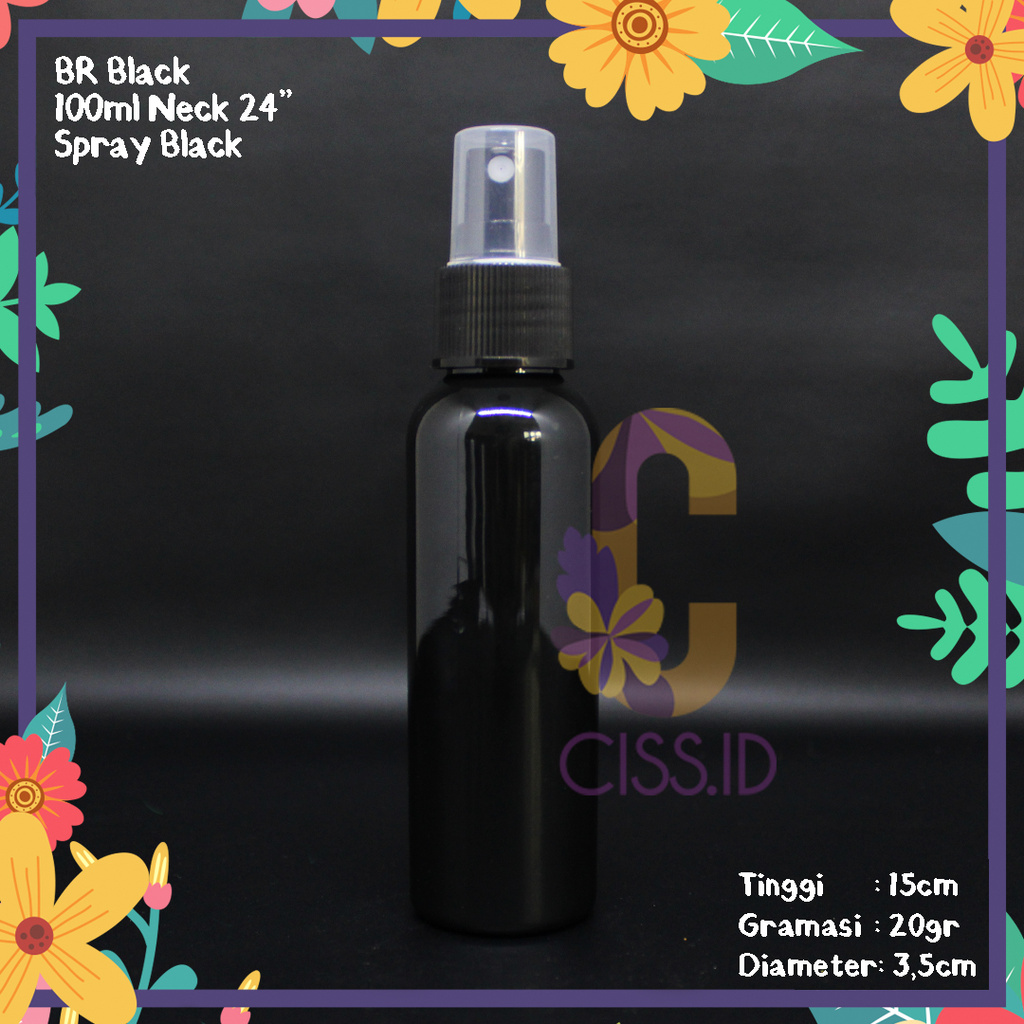 Jual BOTOL PLASTIK BR 100ML HITAM SPRAY BLACK HAND SANITIZER SPRAYER ...