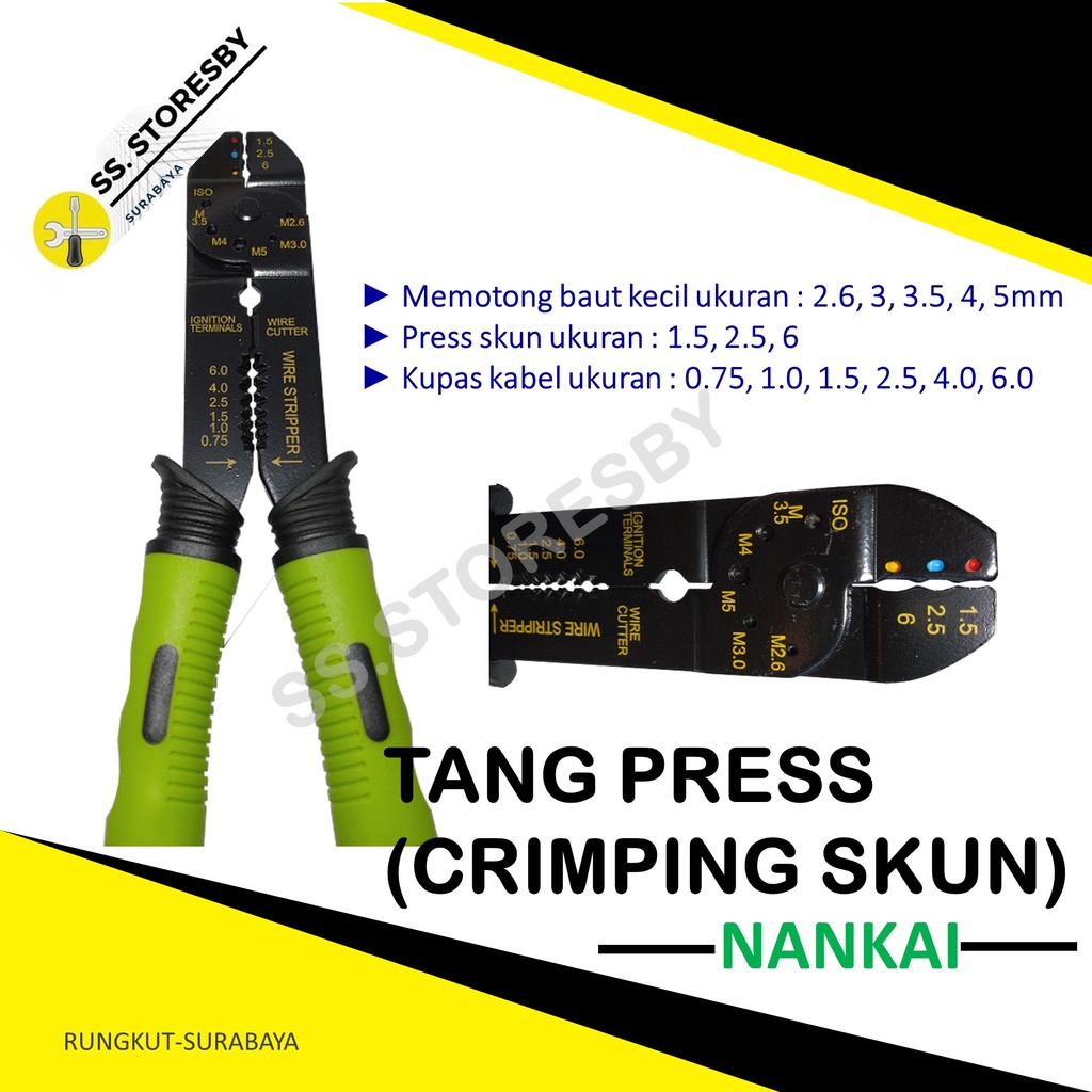 Jual TANG PRESS SKUN TANG CRIMPING TANG KUPAS KABEL NANKAI 9 IN ...