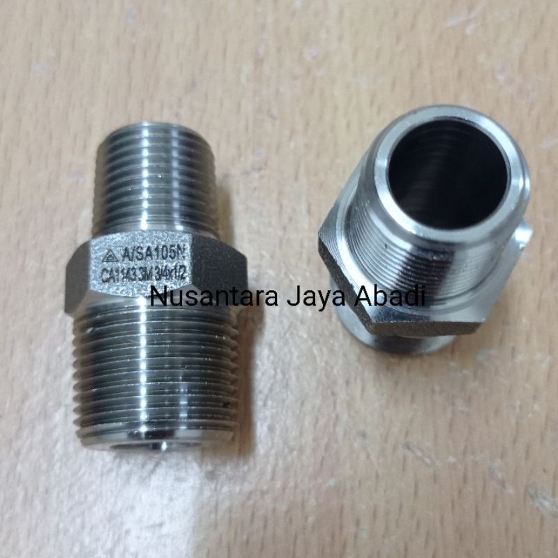 Jual Double Nepel Reducer Besi A105 NPT 3000 Psi 3/4 x 1/2 " inchi ...