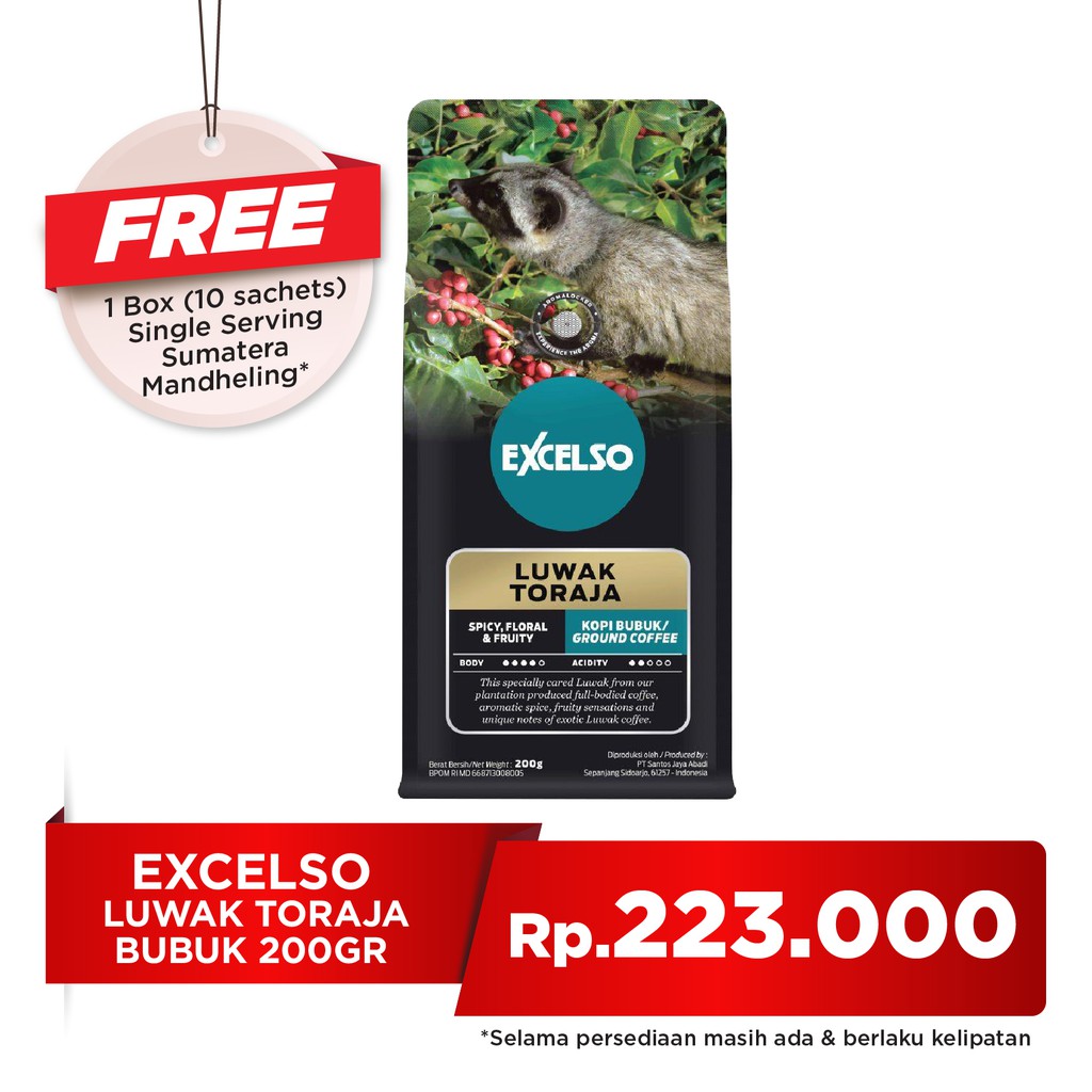 Excelso Kopi Luwak Toraja Bubuk 200gr | Shopee Indonesia