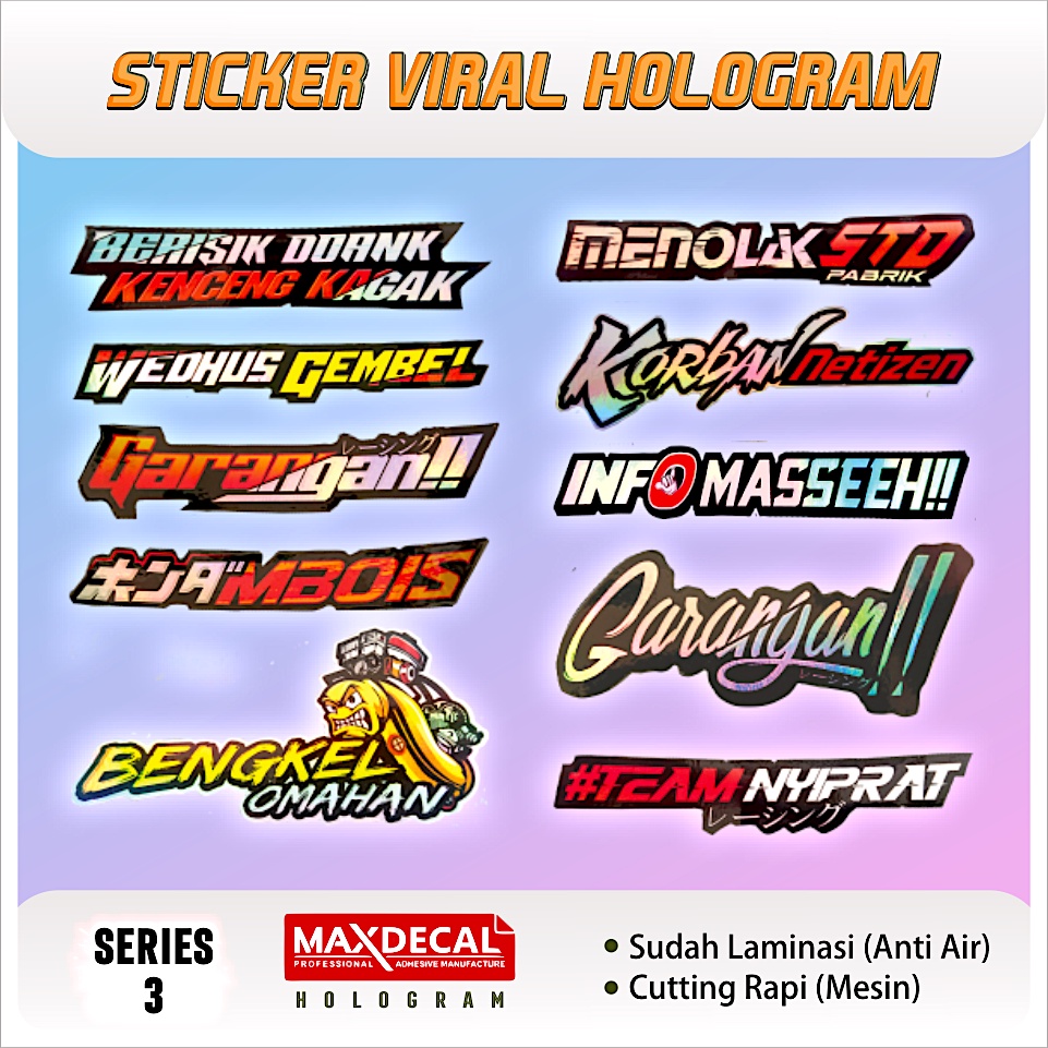 Jual STICKER HOLOGRAM SERIES 3 | STICKER RACING | STICKER PACK ...