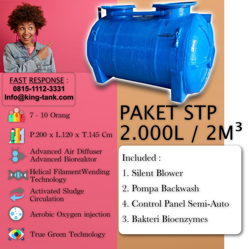 Jual PAKET Tangki STP BIOTECH BIOFILTER 2000 L / 2M3 BIOTANK INDONESIA ...