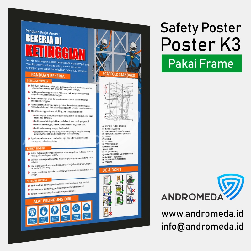 Jual Safety Poster K3 : Bekerja Diketinggian + frame | Shopee Indonesia