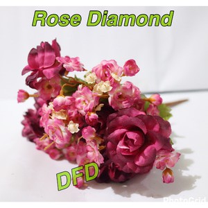 Jual Mawar Rose Diamond Merah Marun / Bunga Artificial / Bunga Plastik ...
