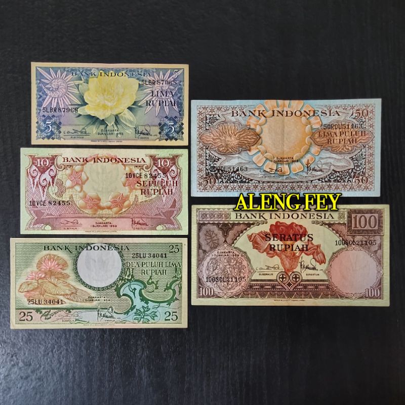 Jual Set uang kuno 5 lembar seri Bunga 1959 | Shopee Indonesia