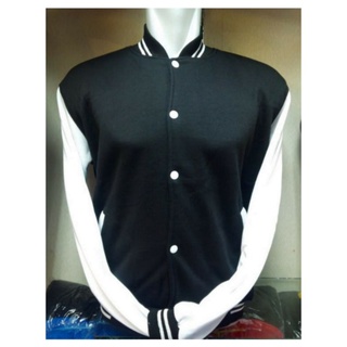 Jual Jaket Varsity Baseball Polosan Hitam Putih Bahan Cotton Fleece ...