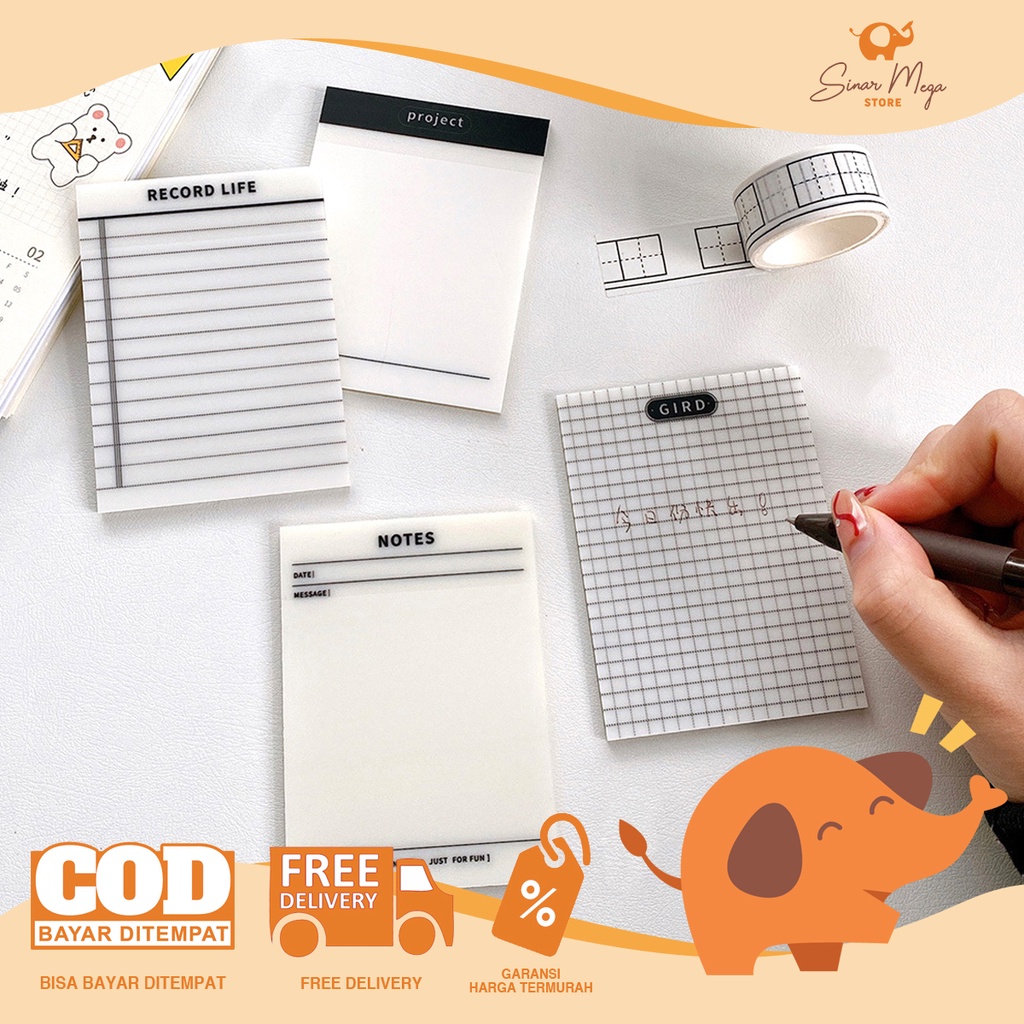 Jual Memo Transparan With Pattern / Memo Sticky Notes Tempel Transparan ...