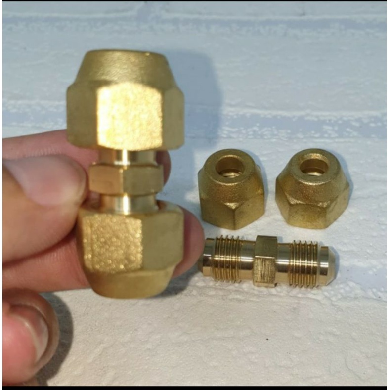 Jual doubel nepel / sambungan pipa ac 1/4 set Indonesia|Shopee Indonesia