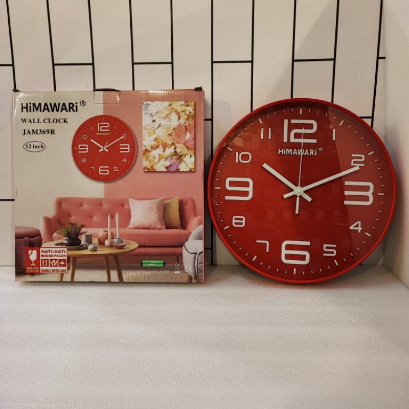 Jual JAM DINDING POLOS HIMAWARI 30CM / WALL CLOCK HIMAWARI MERAH ...