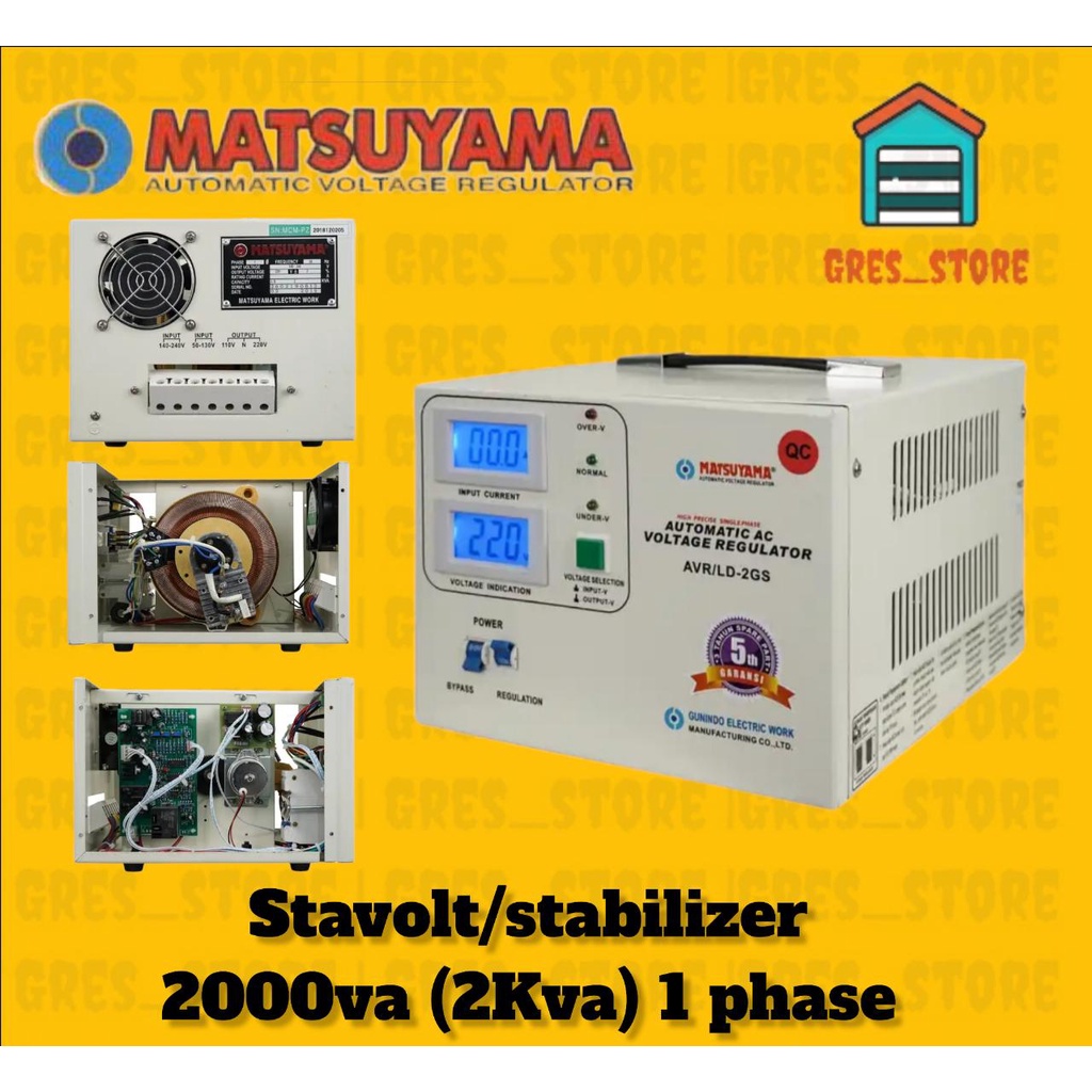 Jual MATSUYAMA Stabilizer 2KVA - LD 140V 1P 2000VA AVR STAVOL Matsuyama ...