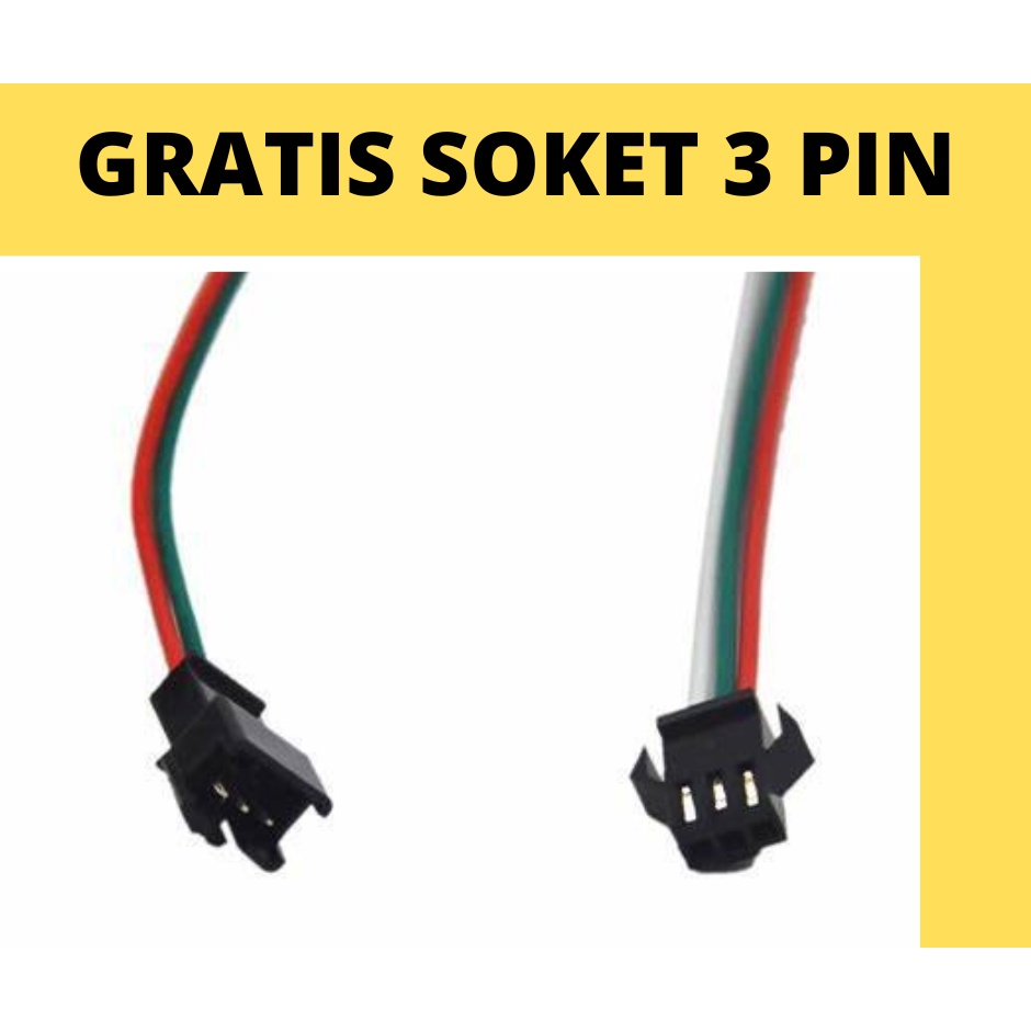 Jual GRATIS soket led 3 pin / sambungan kabel 3 pin / 3 kaki / male dan female | Shopee Indonesia
