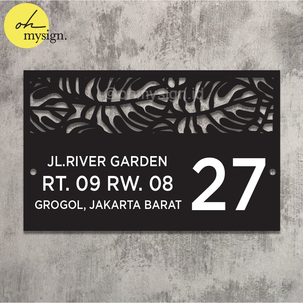 Jual Custom Nomor Rumah UV Print Laser Cut Plat Nomor Rumah Daun ...