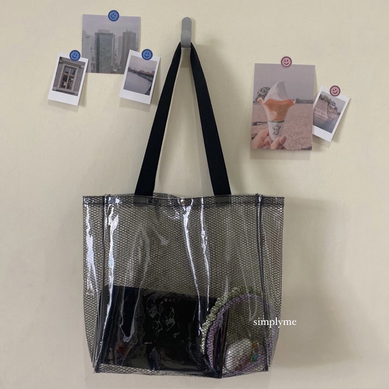 Jual TOTEBAG TRANSPARANT CLEAR JARING JARING / TRANSPARANT BAG TOTE BAG ...