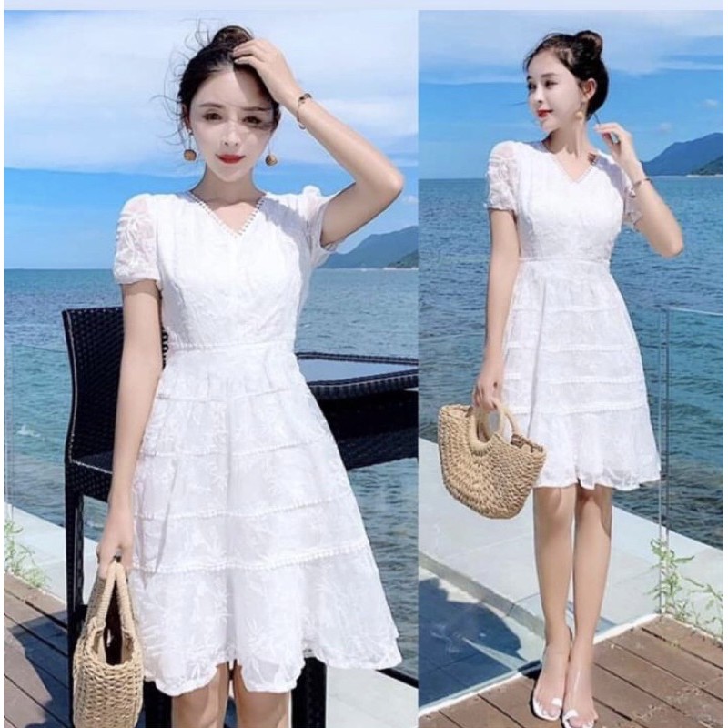 Jual Midi Dress Pantai/ Dress Putih Size S | Shopee Indonesia