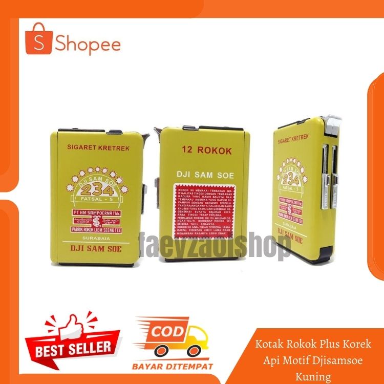Jual Kotak Rokok Plus Korek Api Motif Djisamsoe Kuning/Penyimpanan ...