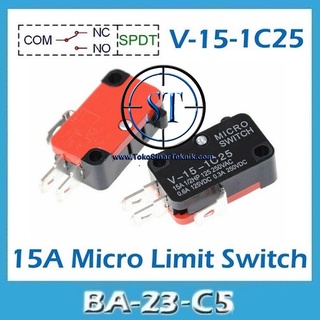 Jual BA-23-C5 Mini Micro Limit Switch V-15-1C25 Saklar On Off Tombol Tekan Tuas Gagang NC NO ...