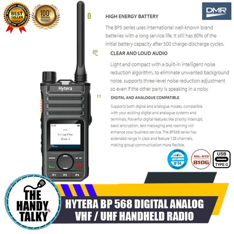 Jual HYTERA BP568 BP 568 ANALOG DIGITAL VHF UHF 400-470 FAST CHARGING ORI - VHF 136-174 Mhz ...