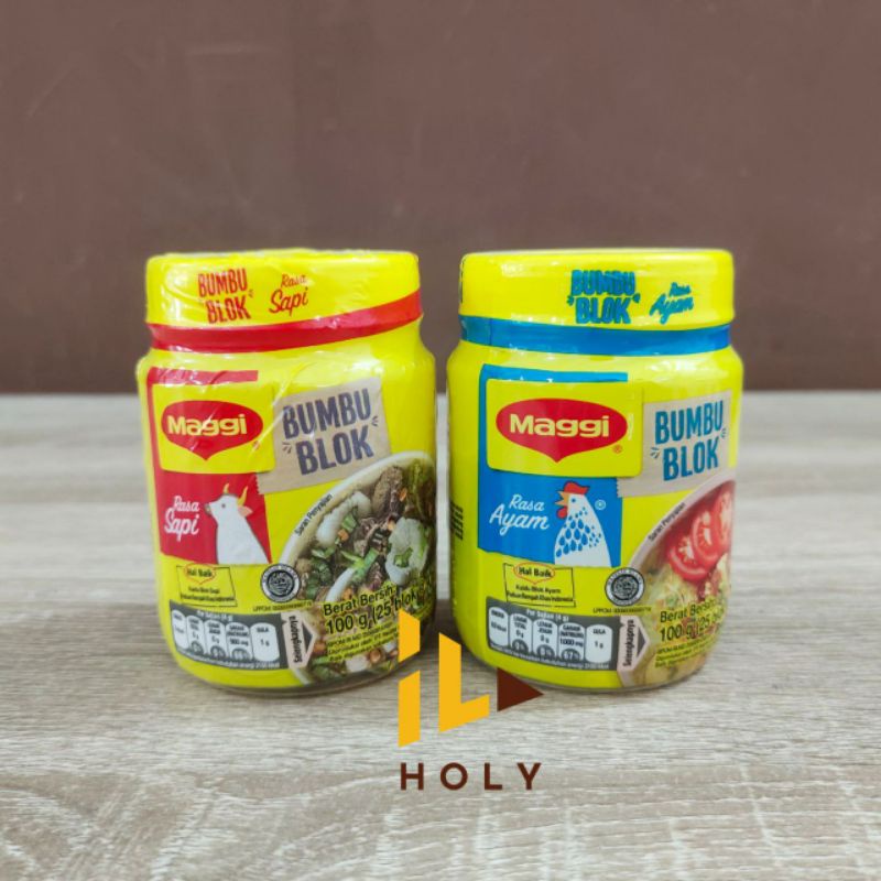 Jual Maggi Bumbu Blok Rasa Ayam Sapi 100gr 25 blok / Kaldu Bubuk ...