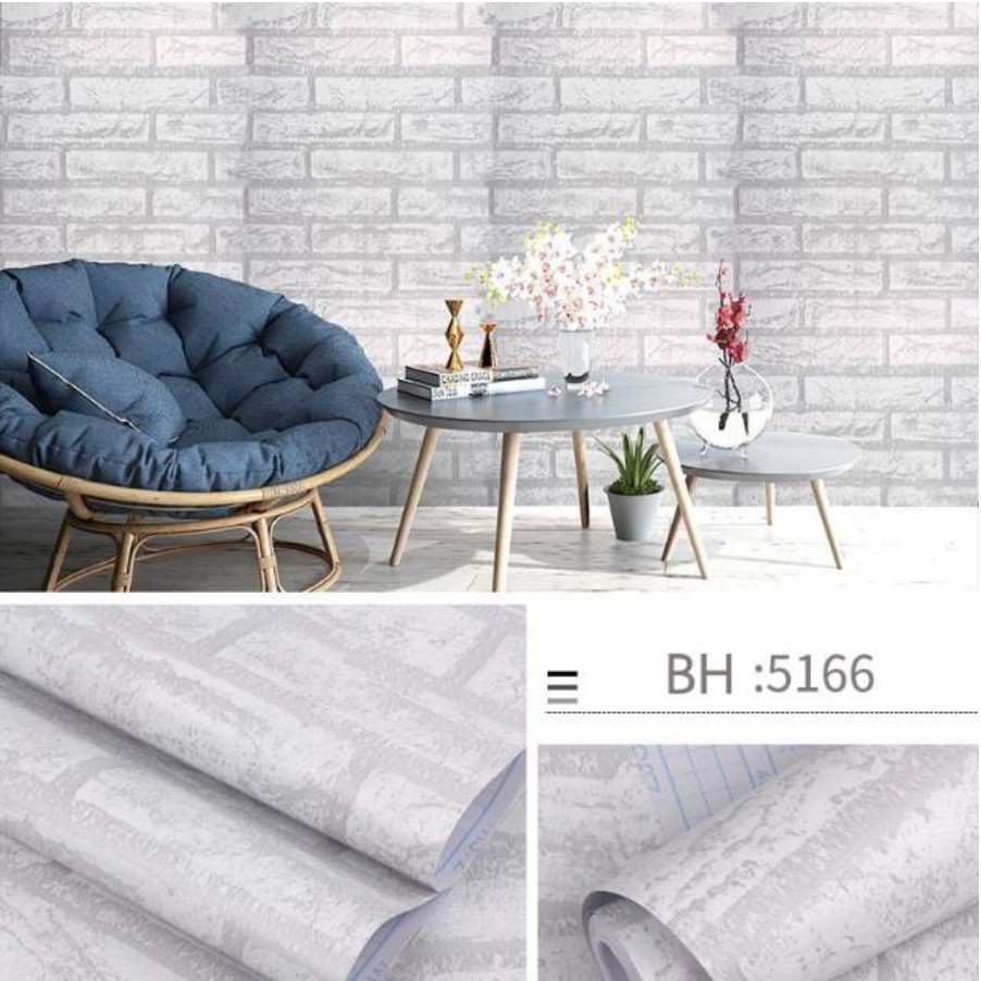 Jual WALLPAPER DINDING Walpaper 45 cm x 10 M Motif Batu Bata Putih ...