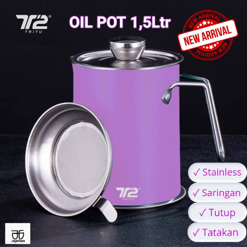 Jual OIL POT STAINLESS PREMIUM / WADAH MINYAK STAINLESS DENGAN SARINGAN ...