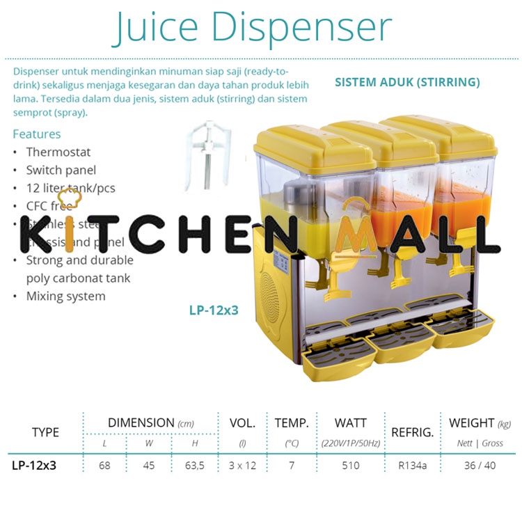 Jual GEA LP-12x3 Juice Dispenser / Jus Dispenser 3 Tabung Sistem Aduk ...