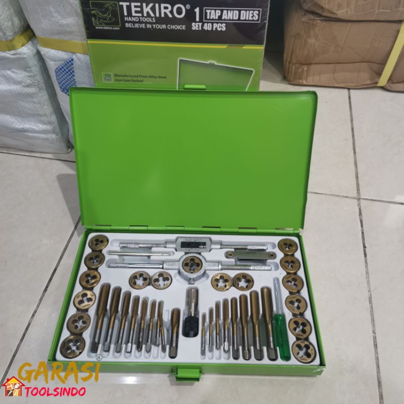 Jual hand tap and die set 40 pcs TEKIRO alat tap baut alat senai | Shopee Indonesia