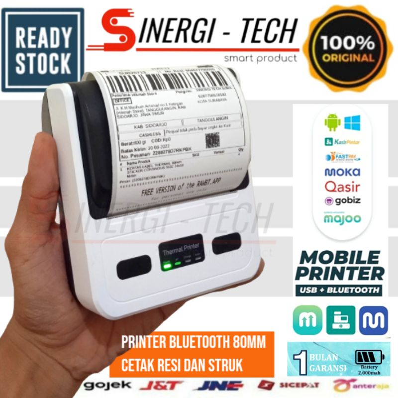Jual MOBILE PRINTER BLUETOOTH THERMAL 80mm MP8008 CETAK STRUK dan RESI PENGIRIMAN ONLINESHOP ...