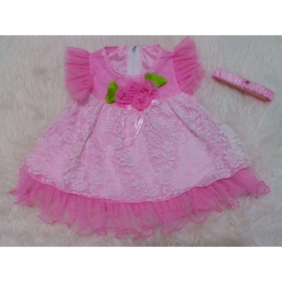 Baju pesta bayi dress gaun baby girl pink dres anak perempuan 3 4 5 6 7 ...