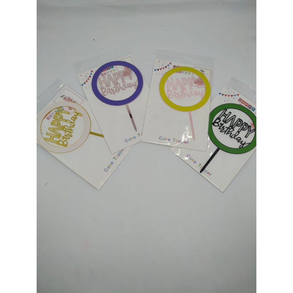 Jual CAKE TOPPER HAPPY BIRTHDAY BULAT AKRILIK 09 / HIASAN KUE HBD BULAT ...