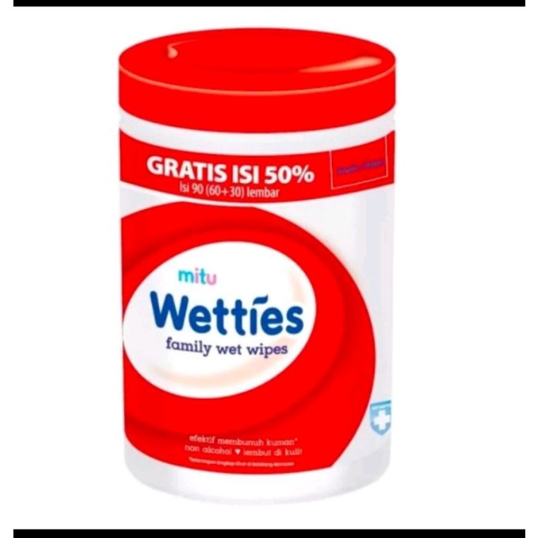 Jual mitu wetties tisu basah antibacterial botol 90sheets gratis isi 50 ...