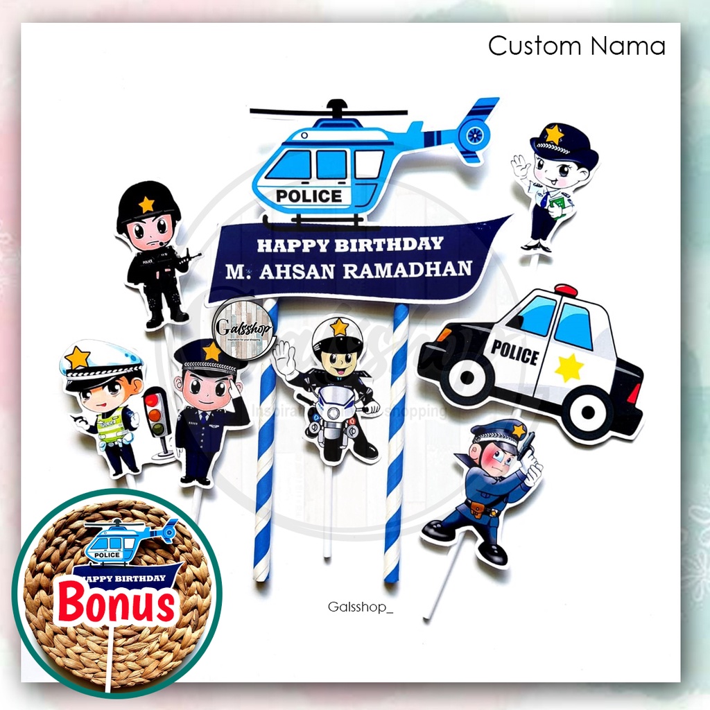 Jual Costum Nama / Foto / TopperCake Polisi / Hiasan Kue / Cake Topper ...